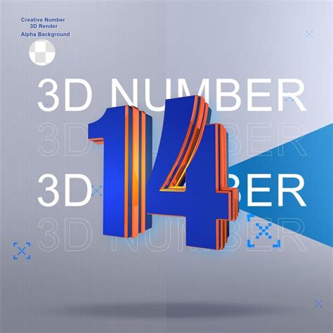 Numéro 3d Bleu Gras14 PSD Premium