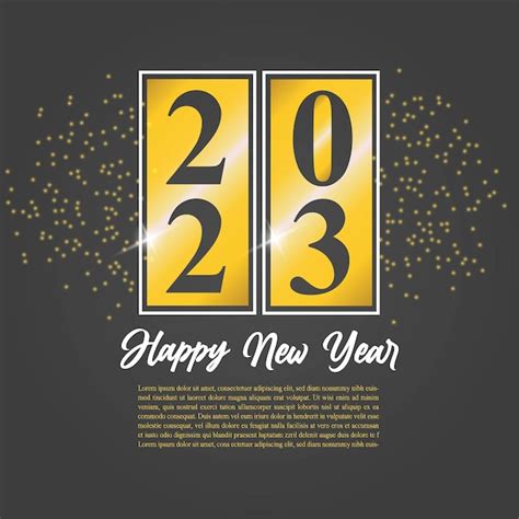 Diseño de feliz año nuevo 2023 en oro y brillo con número de texto