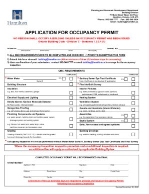 Fillable Online Occupancy Permit Application Occupancy Permit