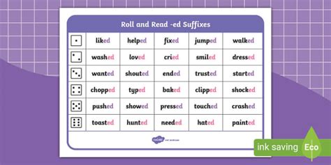 Roll And Read Ed Suffixes Teacher Made Twinkl