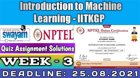 Introduction To Machine Learning IITKGP Week 3 Assignment Quiz Solution