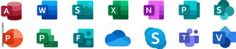 Set Icons Microsoft Office Word Excel Onenote Yammer Sway