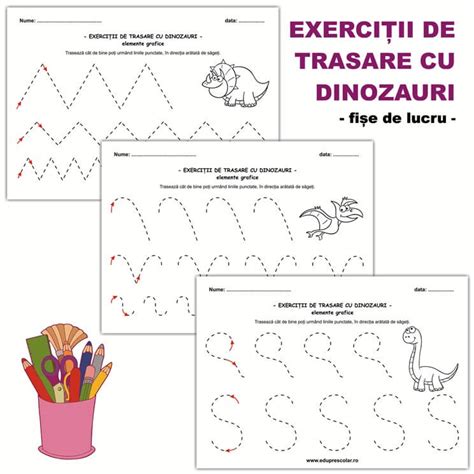Exercitii De Trasare Cu Dinozauri Eduprescolar Ro