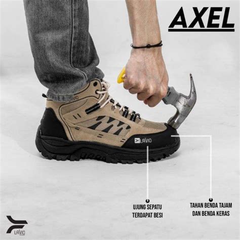 Promo Sepatu Safety Pria Boots Tinggi Ujung Besi Original Lavio Axel
