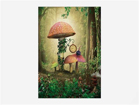 Painel De Festa 3d Vertical 1 50x2 20 Floresta Bosque Cogumelos