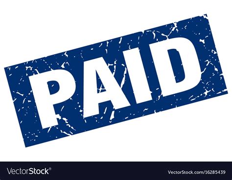 Square Grunge Blue Paid Stamp Royalty Free Vector Image