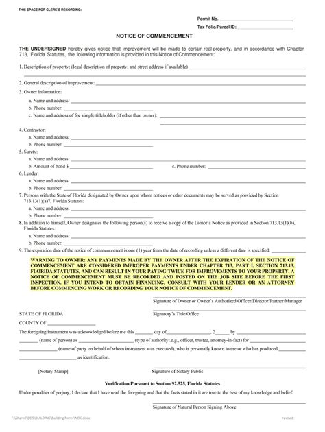 Sarasota County Notice Of Commencement Fillable Form Printable Forms