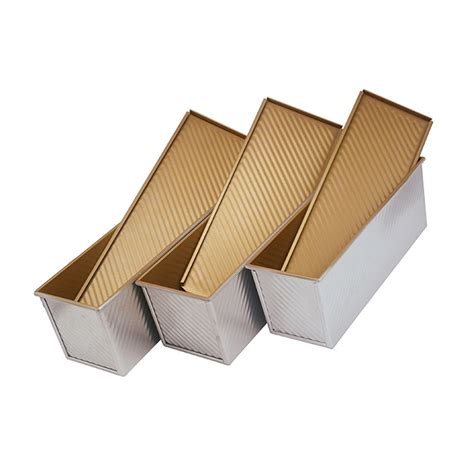 Commercial Bakery Bakeware Golden Non Stick Fluted Aluminium Pullman