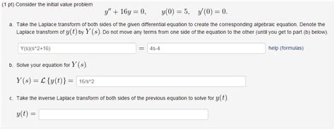 solved 1 pt consider the initial value problem y 16y