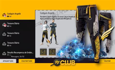 Resgatar Código Free Fire Codiguin Calça Angelical e Codiguin