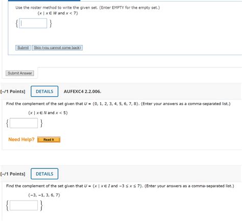 solved use the roster method to write the given set enter