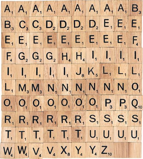100 Standard Set Of 100 Wooden Scrabble Letter Craft Tiles By Rainbow
