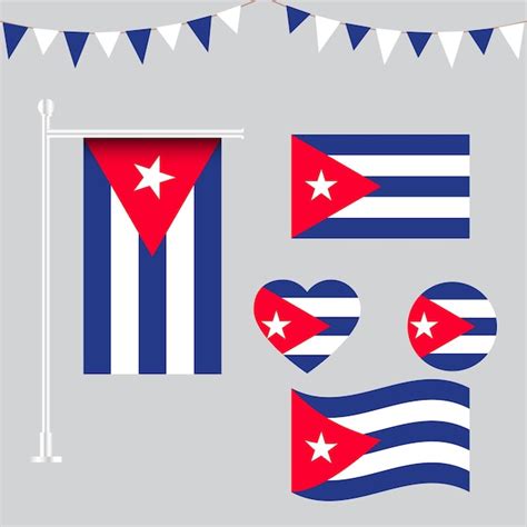 Colección vectorial de emblemas e íconos de la bandera de cuba en