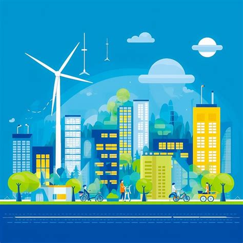 Premium Photo A Green Earth With Trees And Wind Mills