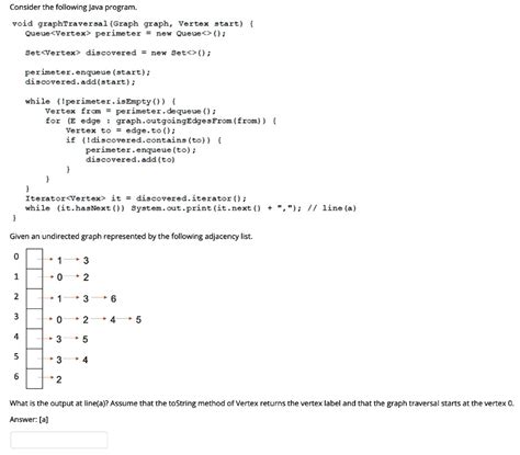 solved consider the following java program void graphtraversal graph graph vertex start