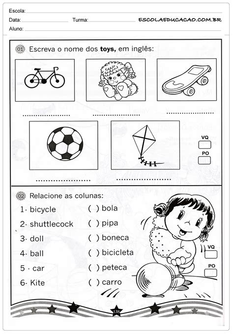 Atividades de Inglês para Imprimir Escola Educação