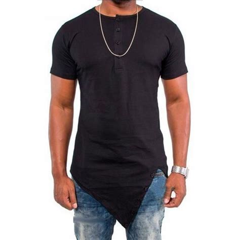 Asymmetrical Designed Long Style Button Front Men S T Shirt Mens