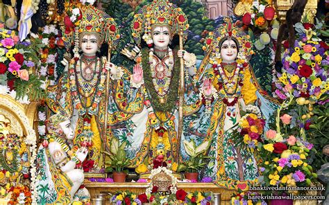 To View Sita Rama Laxman Hanuman Wallpaper Of Bhaktivedanta Manor In