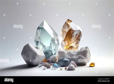 The Healing Mineral Crystal Stones Isolated On White Background Stock