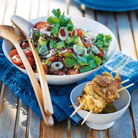 Recette taboulé aux quinoas et mini brochettes de poulet Marie Claire