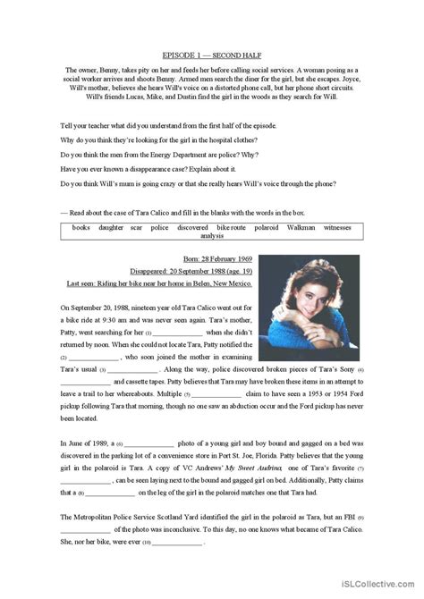Stranger Things TV Show Episode English ESL Worksheets Pdf Doc