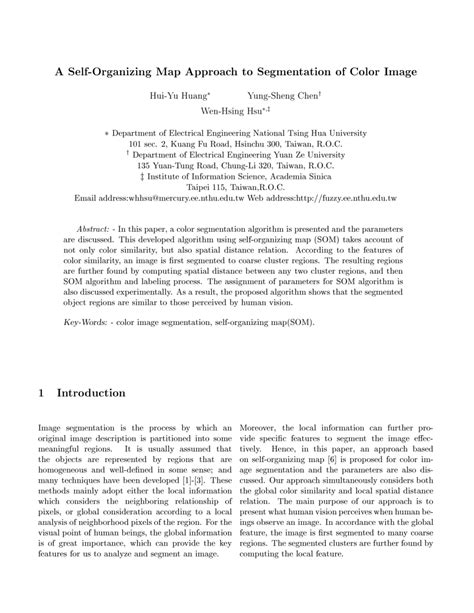 pdf a self organizing map approach to segmentation of color image