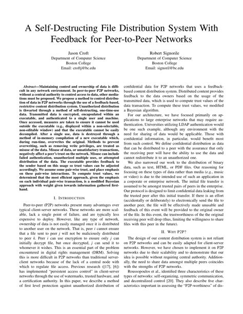 pdf a self destructing file distribution system with feedback for peer to peer networks