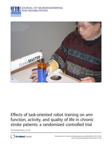 pdf effects of task oriented robot training on arm function activity and quality of life in