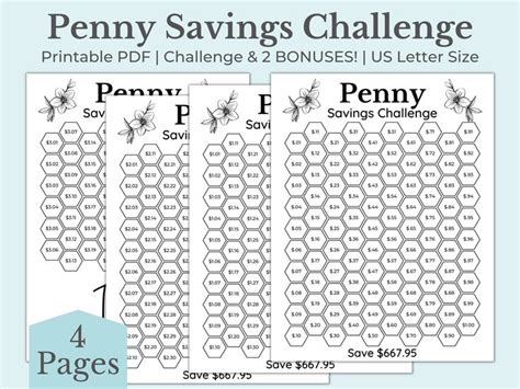 Penny Challenge Printable Penny Savings Challenge Low Income Savings