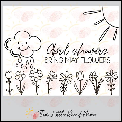 April Showers Bring May Flowers Rainbow Fingerprint Art Keepsake Spring Made By Teachers