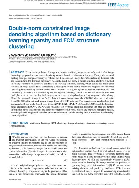 pdf double norm constrained image denoising algorithm based on dictionary learning sparsity