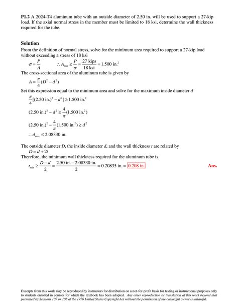 Solution Mechanics Of Materials Strength Of Materials Timothy