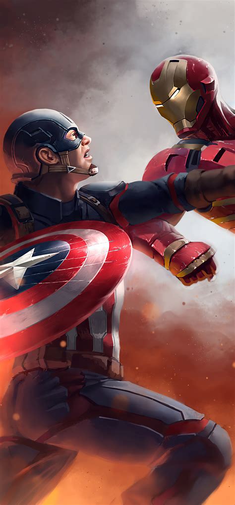 X Captain America Vs Iron Man Civil War Art K Iphone Xs Max