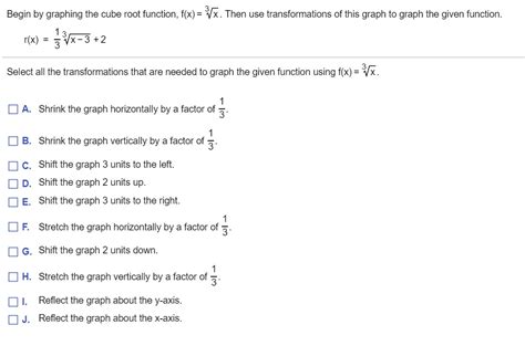 solved begin by graphing the cube root function f x then
