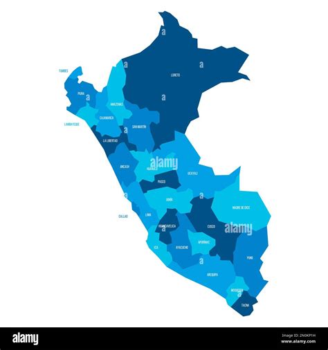 Peru Political Map Of Administrative Divisions Departments Flat Blue