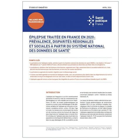 Santé Publique France met en ligne un rapport sur lépilepsie traitée