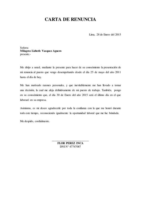 Muestra De Carta De Renuncia Farez