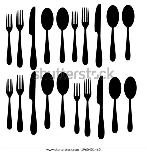 Silhouette Knife Fork Spooning Enjoying Food Stock Vector Royalty Free 1960401460 Shutterstock