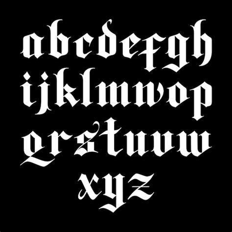 Fuente gótica blackletter letras minusculas Vector Premium