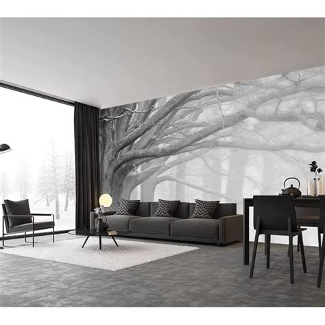 Wallpaper Papier Peint Panoramique Arbre D Art Noir Et Blanc Moderne