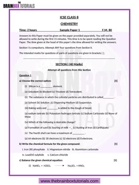 download icse class 8 chemistry sample paper for 2021 pdf