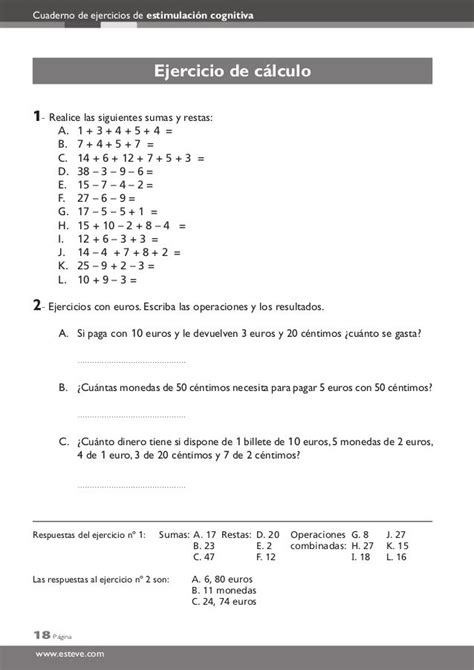 Cuaderno de ejercicios de estimulación cognitiva Inicial Ejercicios
