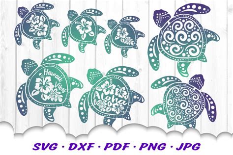 Spiral Sea Turtle SVG Hawaii Hibiscus SVG Turtle SVG