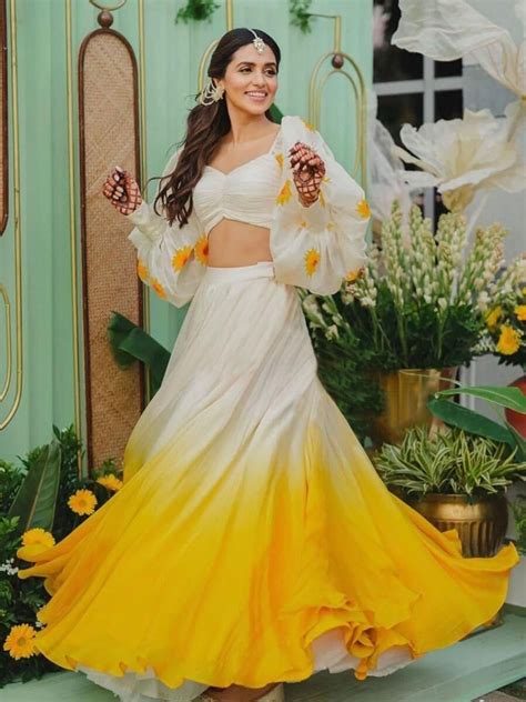 White Yellow Haldi Special Haldi Lehenga Choli For Women Indian Wedding