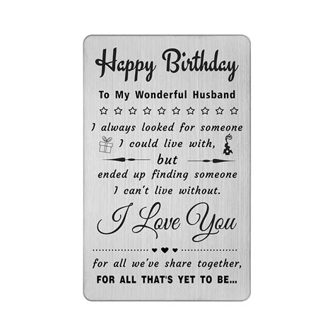 Degasken Birthday Card For Husband Sentimental Stainless Steel Wallet