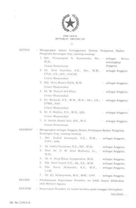 Keputusan Presiden Republik Indonesia Nomor 101 P Tahun 2022 BPKH