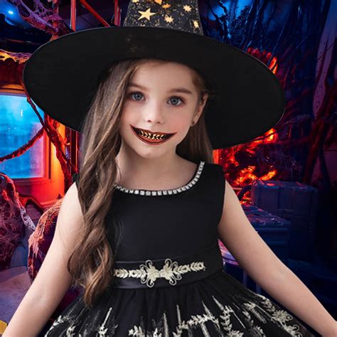 Sdjma Halloween Prank Makeup Temporary Tattoo Clown Horror Mouth Fake