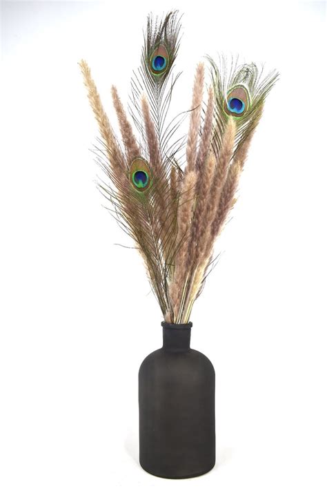 Droogbloemen Met Vaas Droogbloemen Met Mat Zwarte Vaas Pampas