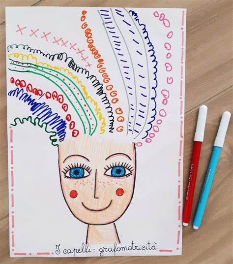 A Drawing Of A Woman S Head With Colorful Writing On It And Two Markers