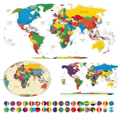 Une Carte Du Monde Avec Les Noms Des Pays Et Des Pays Image Premium